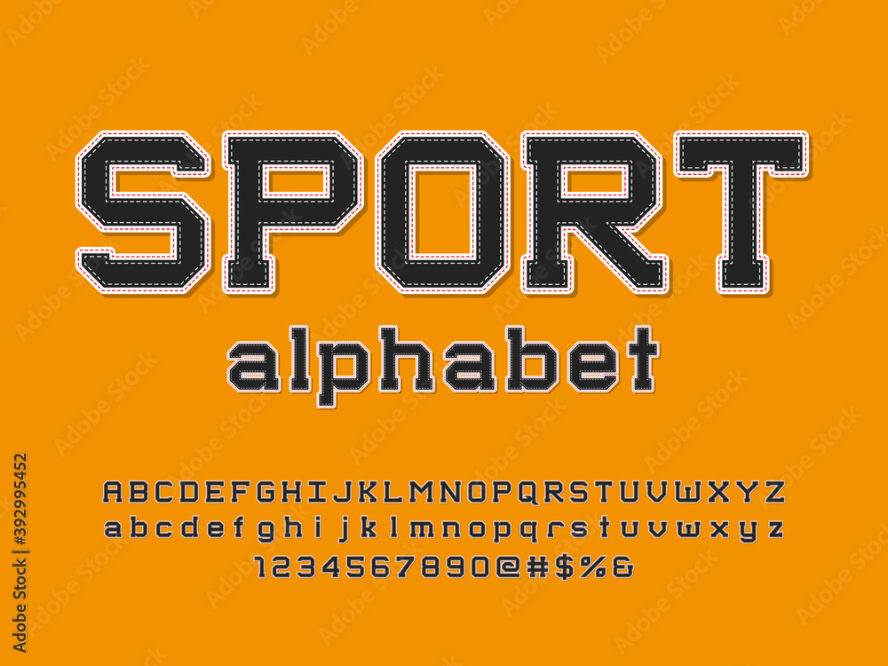 sports style embroidered stitching alphabet design with uppercase ...