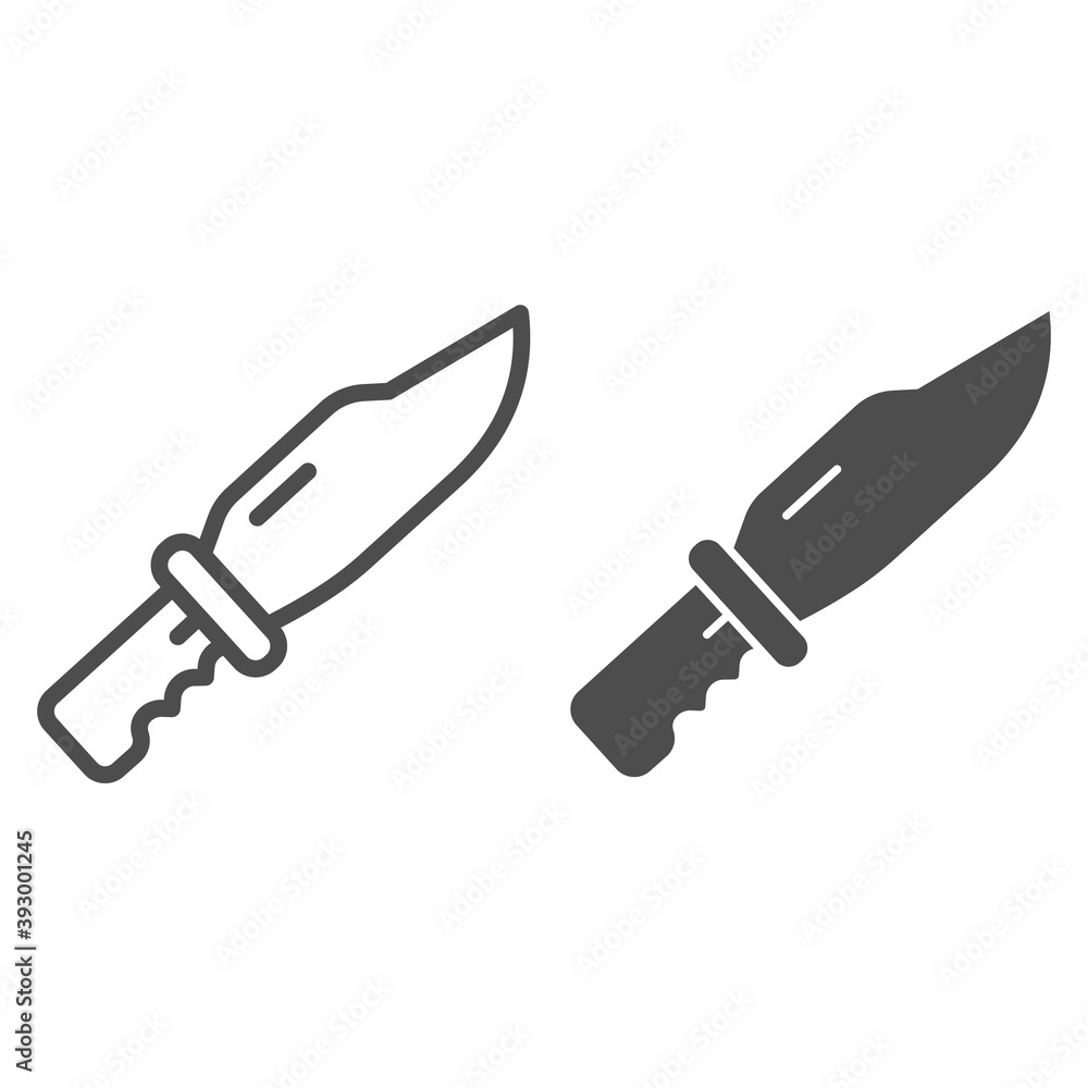 Knife line and solid icon, self defense concept, dagger sign on white ...