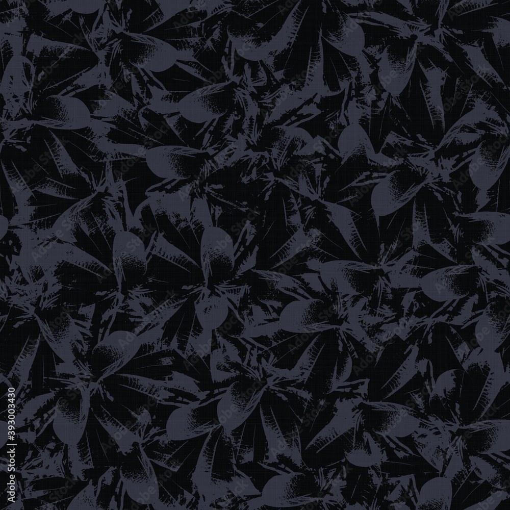 Dark moody almost black leaf seamless pattern. High quality ...