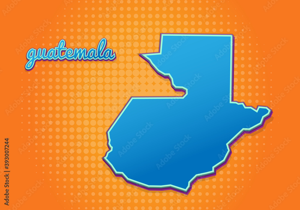 Retro map of guatemala with halftone background. Cartoon map icon in ...