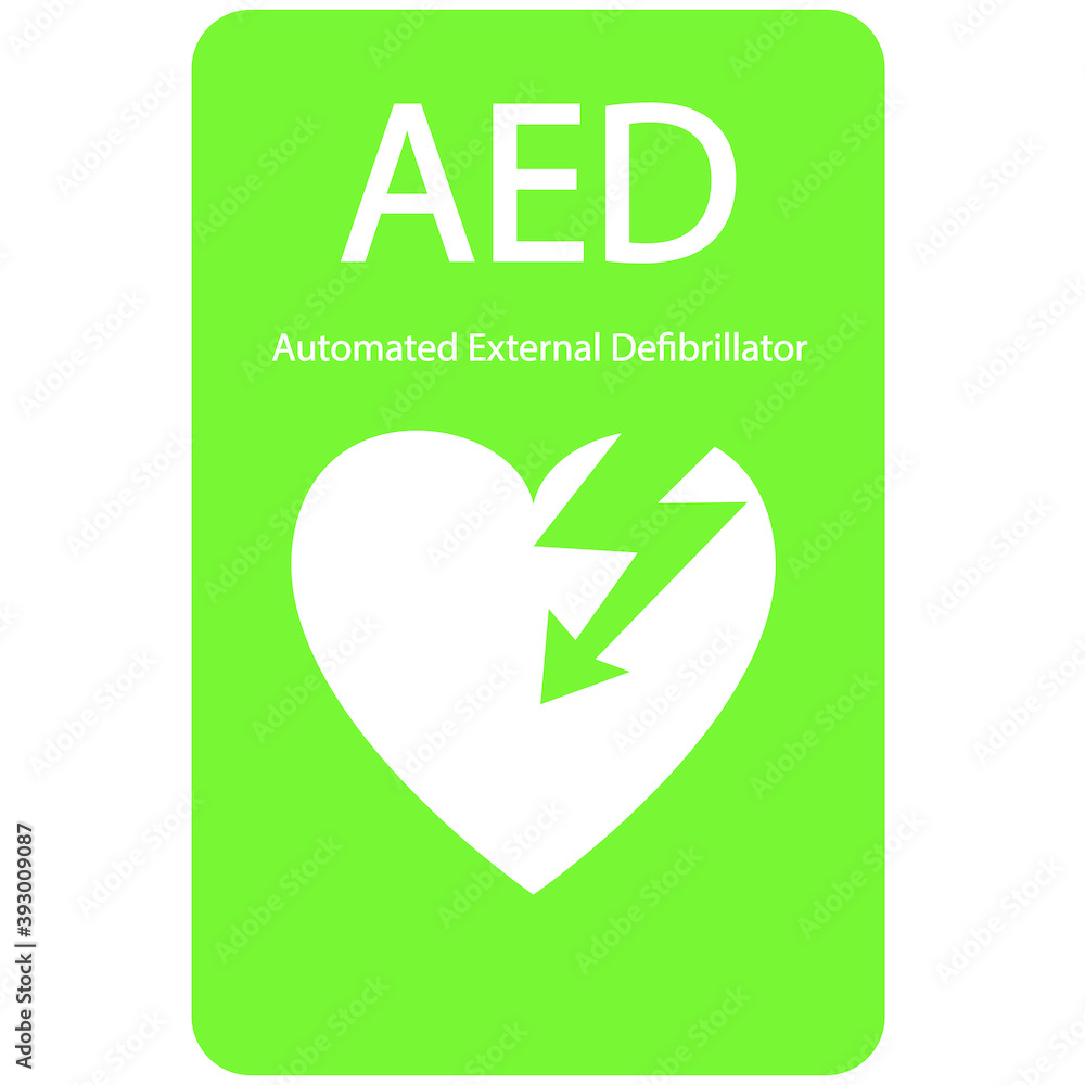AED,automated external defibrillator / aed sign with heart and ...