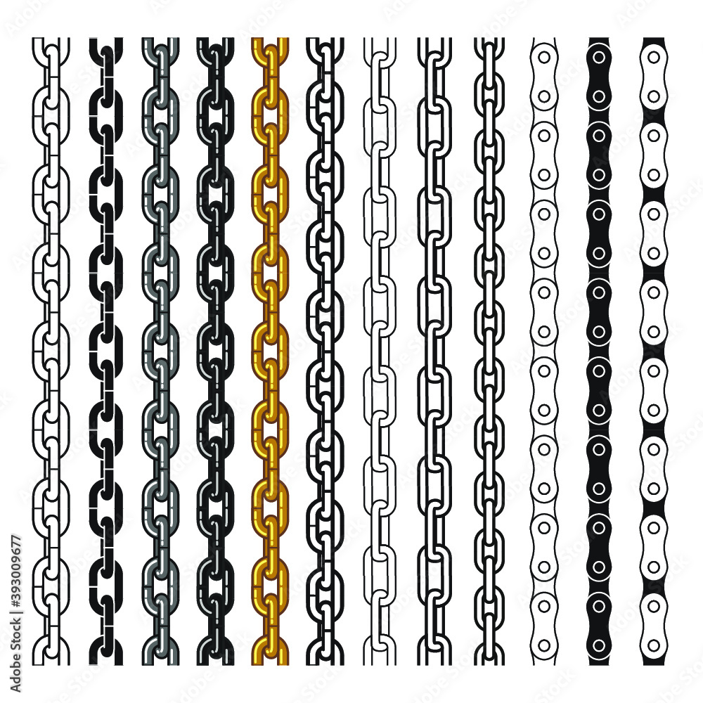 Vecteur Stock Set of different type chains. Isolated on white ...