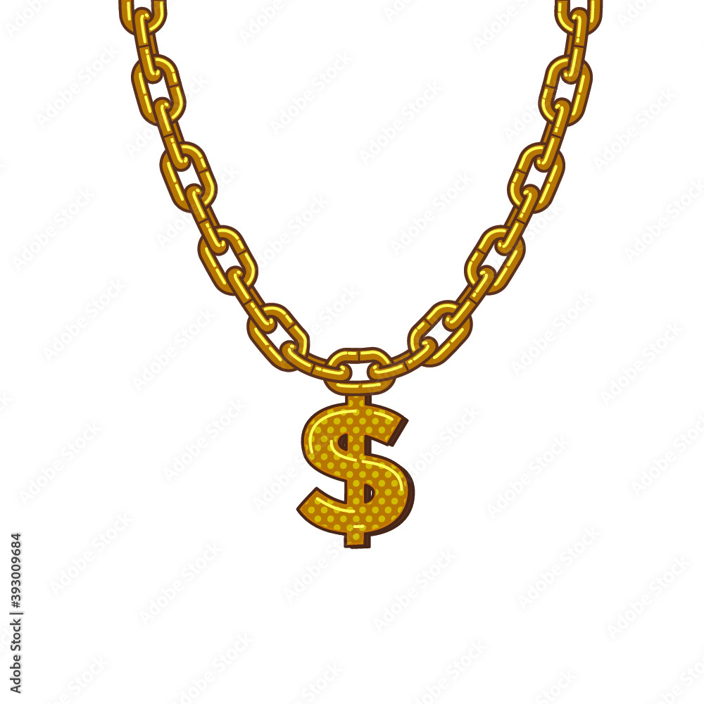 Golden Chain With Dollar Symbol Isolated On White Background Vector