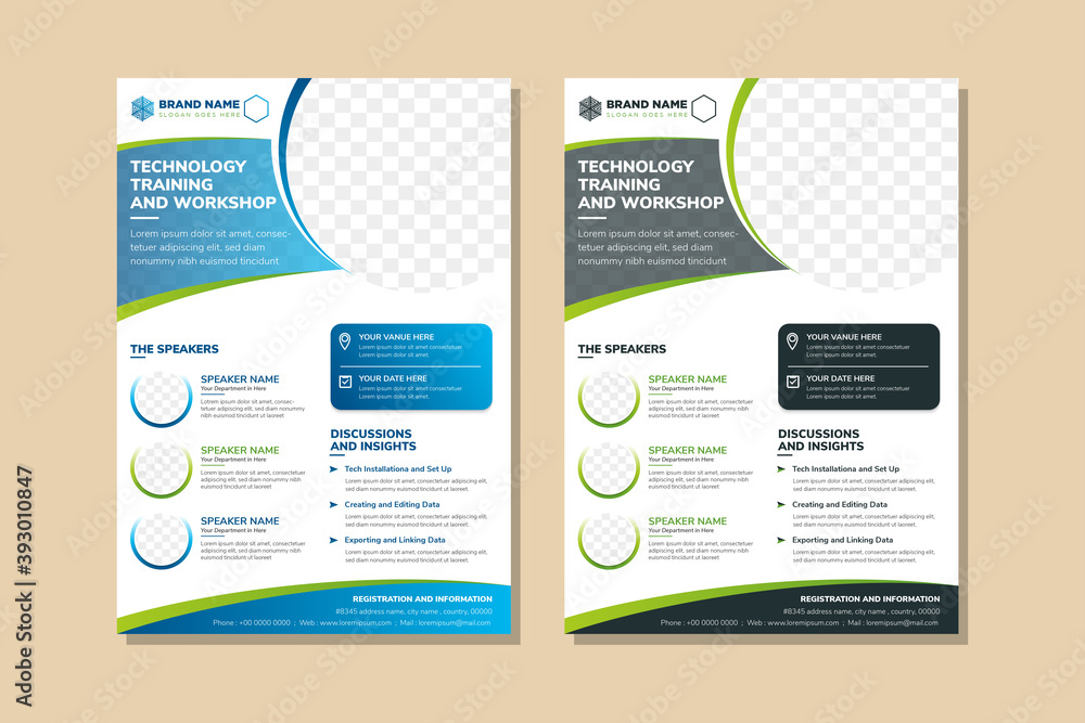 technology training and workshop flyer design template use vertical ...