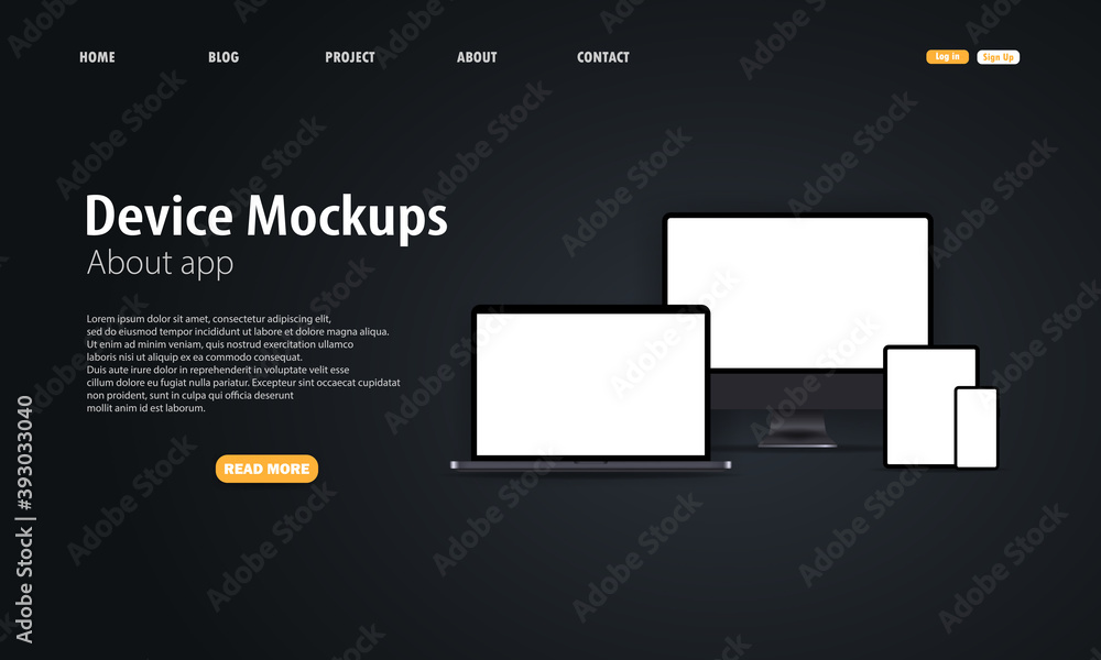 Blank device mock up. Realistic smartphone, tablet, laptop, notebook ...