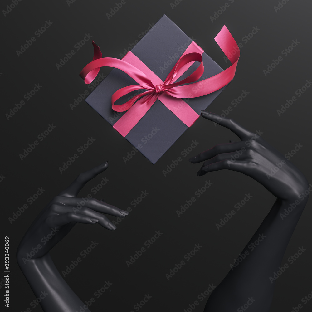 Give gifts compliments holiday offer concept, black female mannequin ...