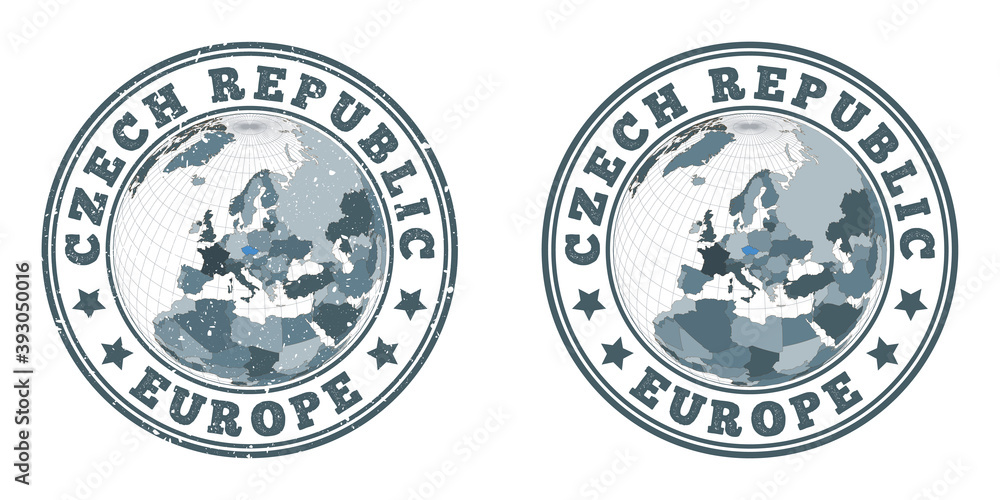 Czech Republic round logos. Circular badges of country with map of ...