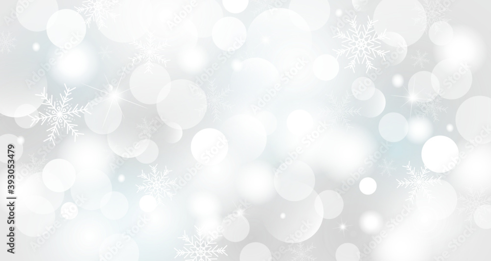 Christmas and winter background design of bokeh lights with snowflake ...