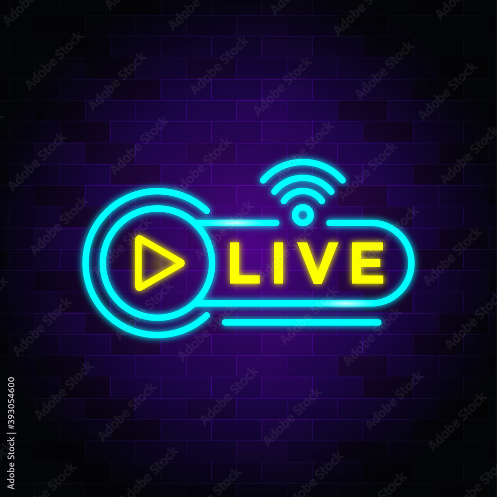 Live text sign in neon style. Stock Vector | Adobe Stock