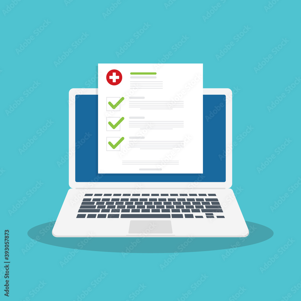 Medical prescription online or digital medicine test results with ...