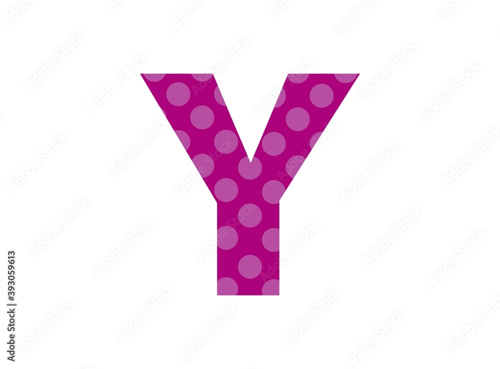 Y letter purple font made of polka dot pattern. Funny cute, children's ...