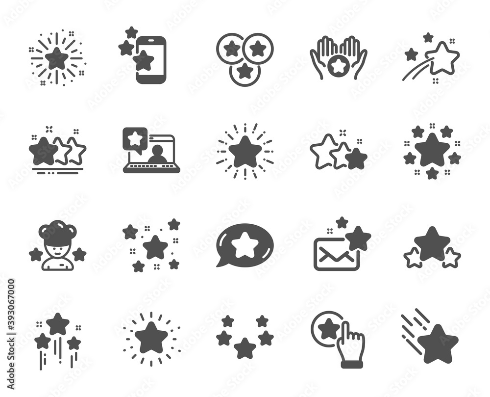 Stars icons. Falling star, Night, Glitter burst. Firework, twinkle ...