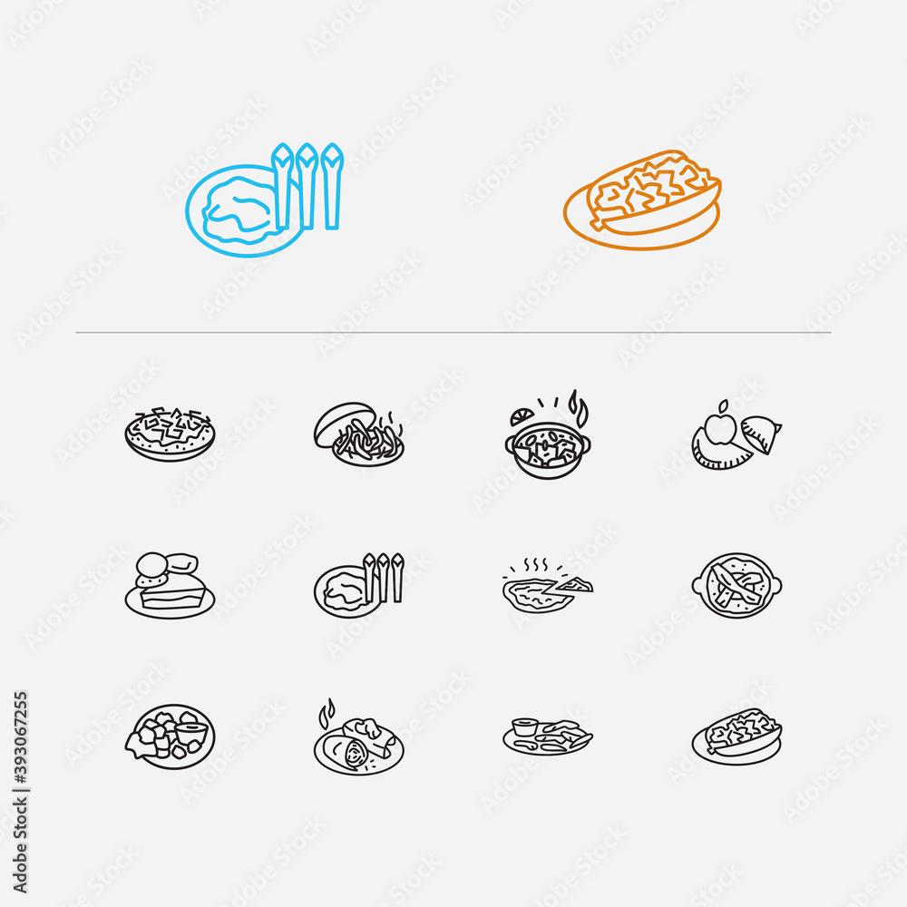 Us cuisine icons set. Alabama and us cuisine icons with connecticut ...