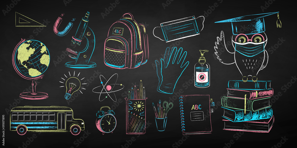 New normal education set Stock Vector | Adobe Stock