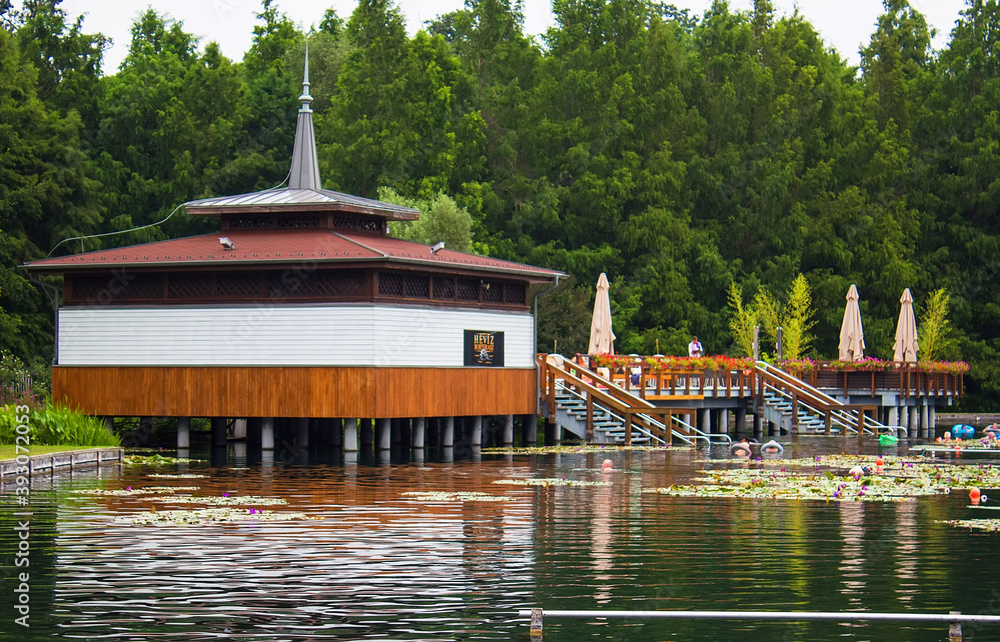 Heviz Thermal Lake Resort in Hungary, where people swimming in hot ...