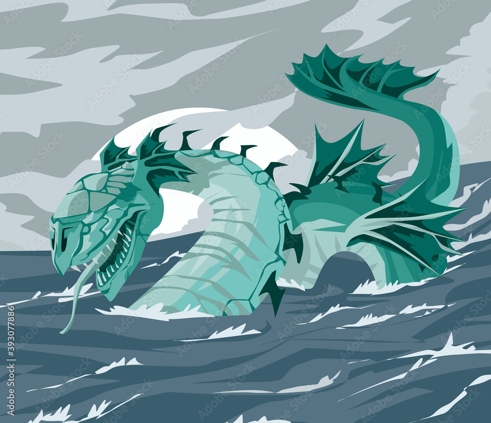 giant sea leviathan monster in the ocean Stock Vector | Adobe Stock
