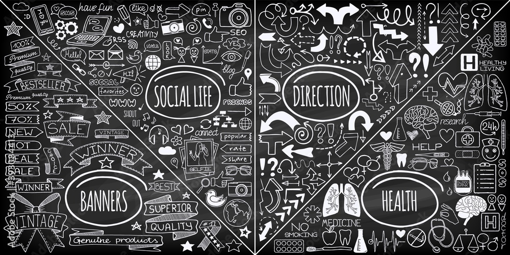 MEGA set of different doodles isolated on white background Stock Vector ...