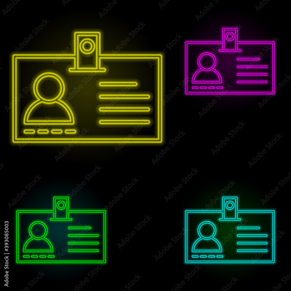 badge, man icon neon color set icon. Simple thin line, outline vector ...