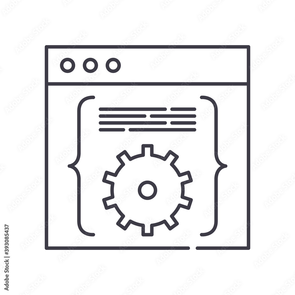 Code software icon, linear isolated illustration, thin line vector, web design sign, outline ...