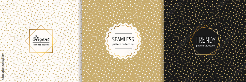 Vector golden geometric seamless pattern collection with stylish ...