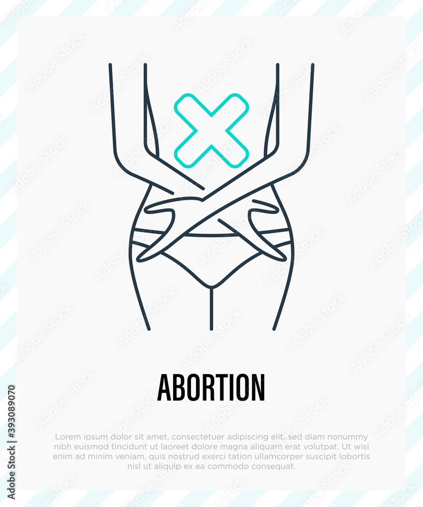 Abortion thin line icon. Miscarriage, unborn, stillbirth. Female body ...