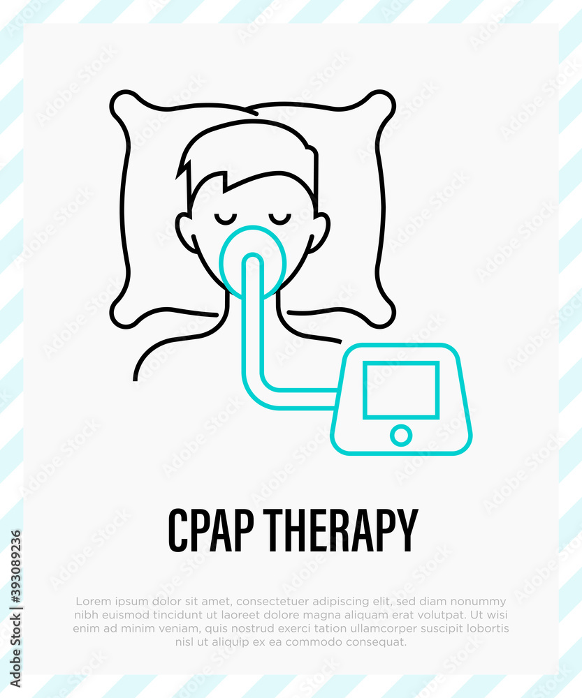 Cpap therapy for sleep apnea, insomnia. Thin line icon. Medical ...