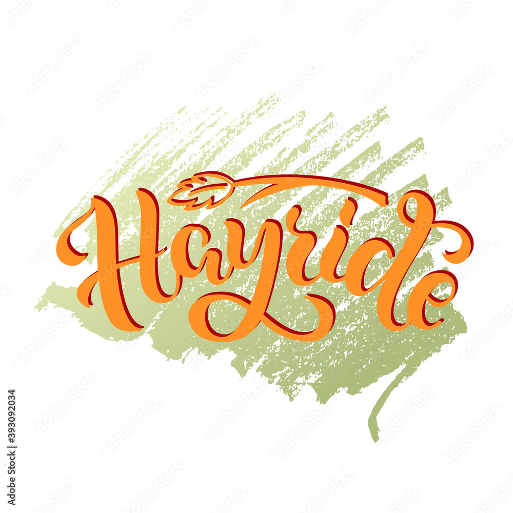 Vector illustration of hayride brush lettering for banner, leaflet ...