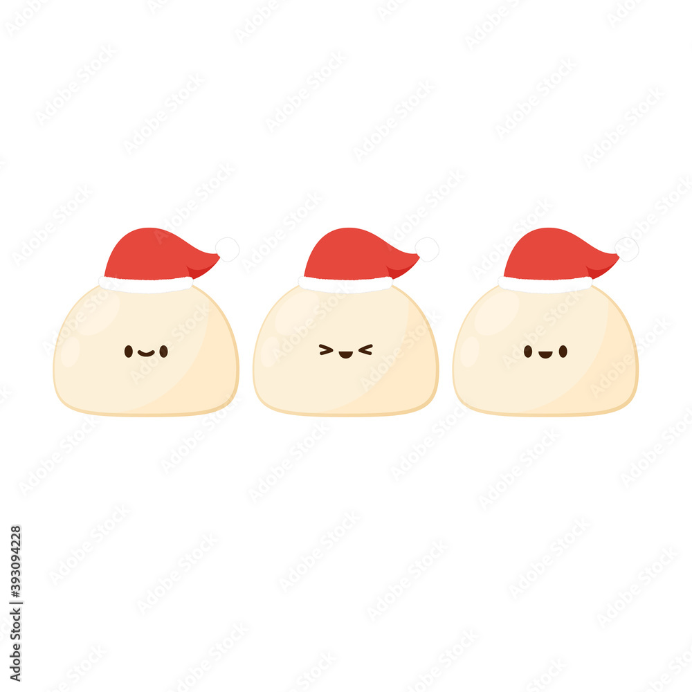 Steamed Bun character. Red bean bun vector. free space for text. Santa ...