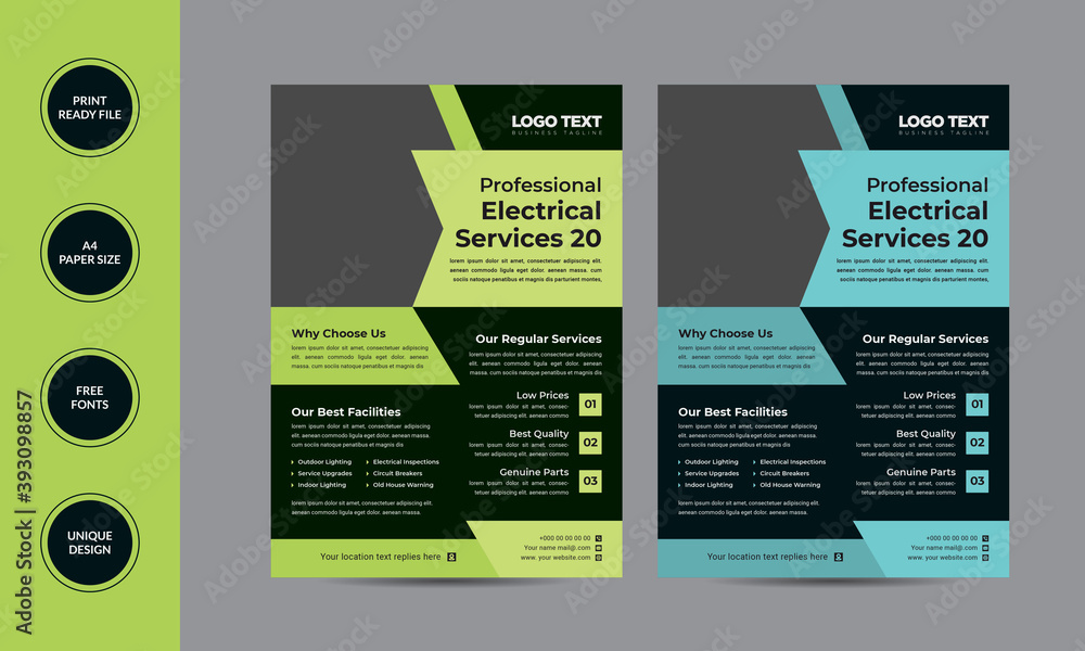 Electrical Services Flyer Template , Cover design layout background ...