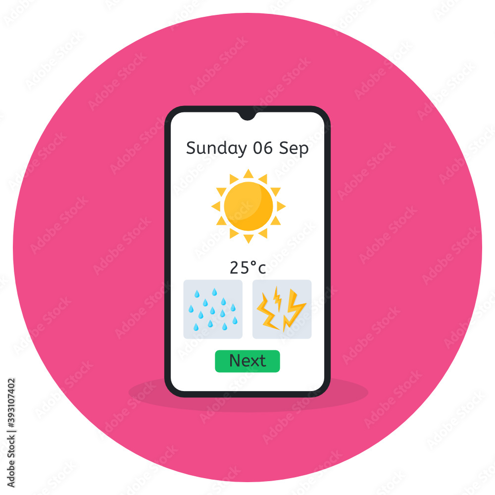 Trendy flat design of mobile weather app icon Stock Vector | Adobe Stock