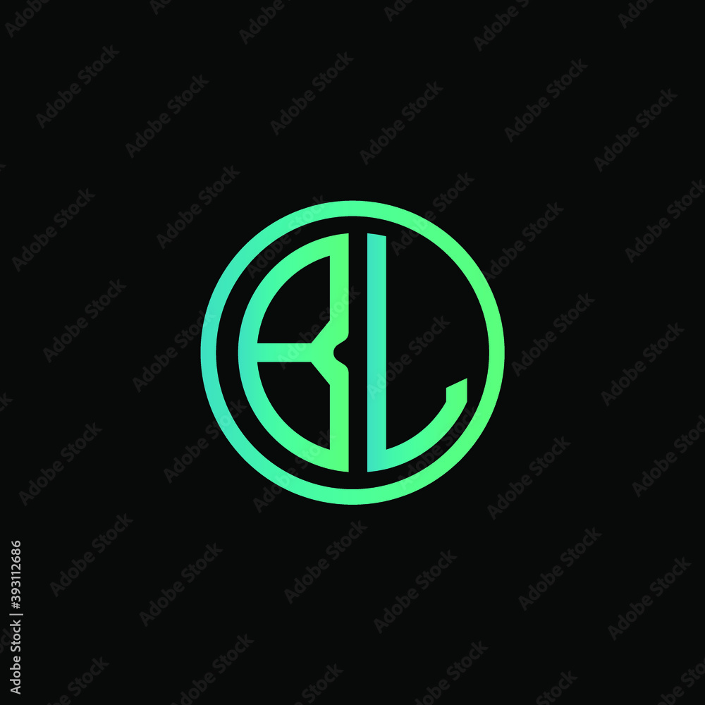 BL MONOGRAM letter icon design on BLACK background.Creative letter BL/B ...