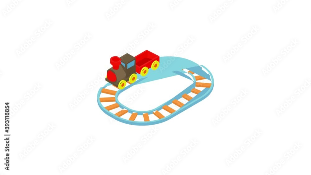 Toy train animation of cartoon icon on white background Stock Video ...