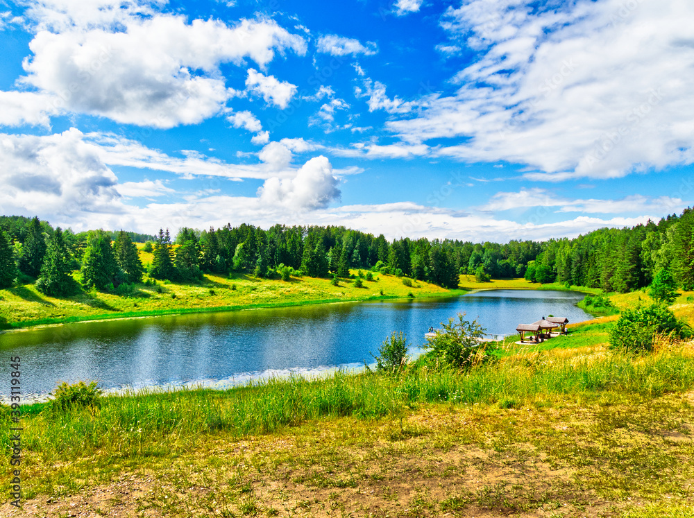 Landscape of Dobellus Duzy Lake in Suwalszczyzna, Poland at a day ...