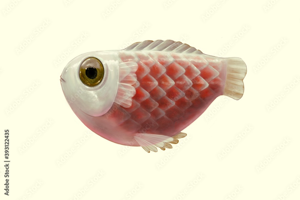 Cute red fish isolated on a white background. hand-drawn an ...