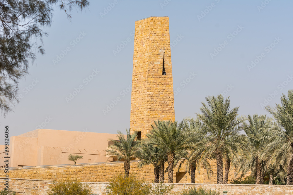 Palm trees and buildings of Diraiyah, also as Dereyeh and Dariyya, a ...