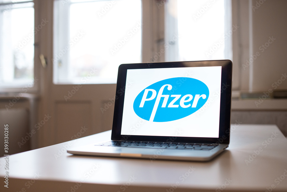 Logo of the pharmaceutical company that produced the covid vaccine on ...