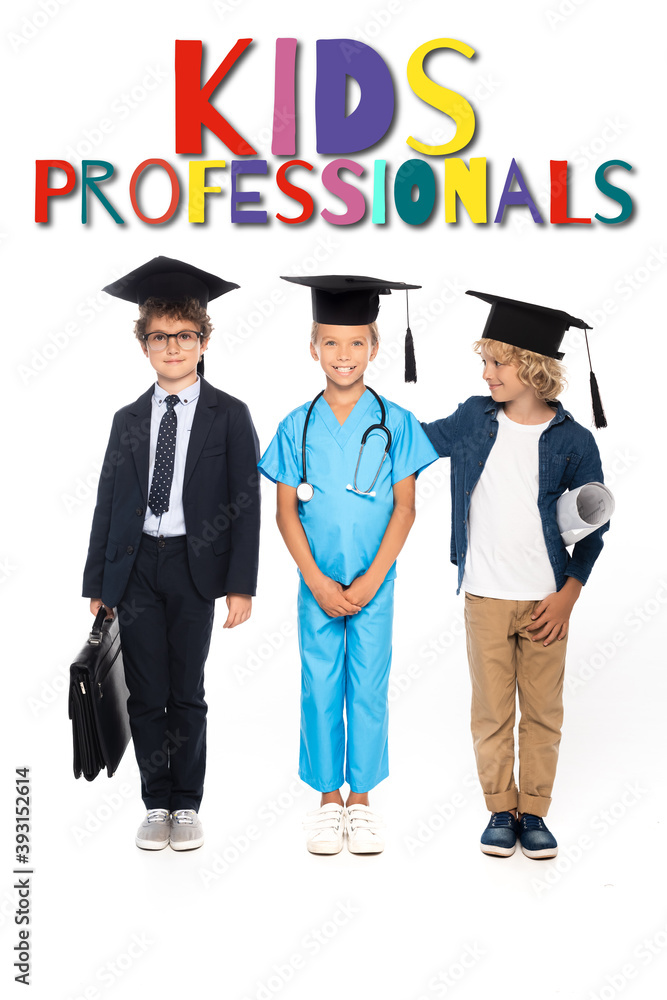children in graduation caps dressed in costumes of different ...