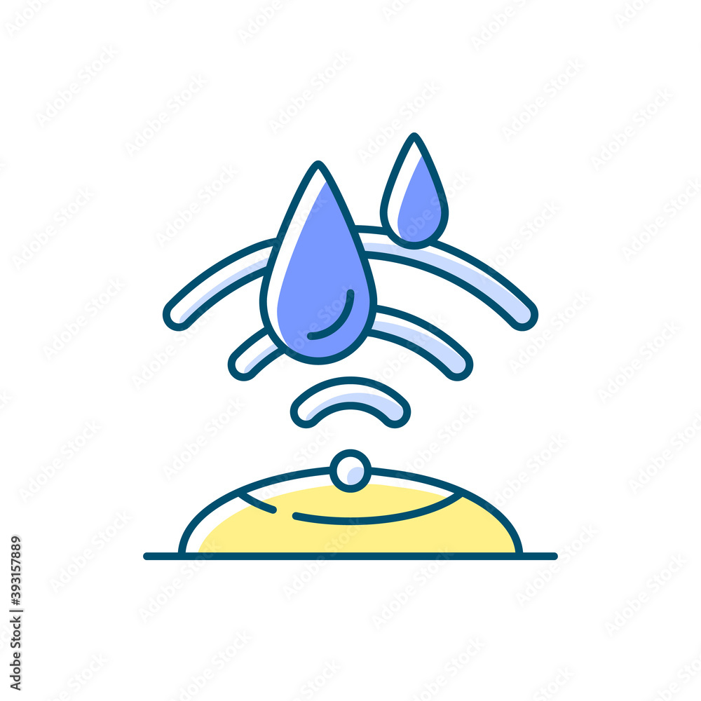 Water sensor RGB color icon. Detecting rain falling. Alerting when ...