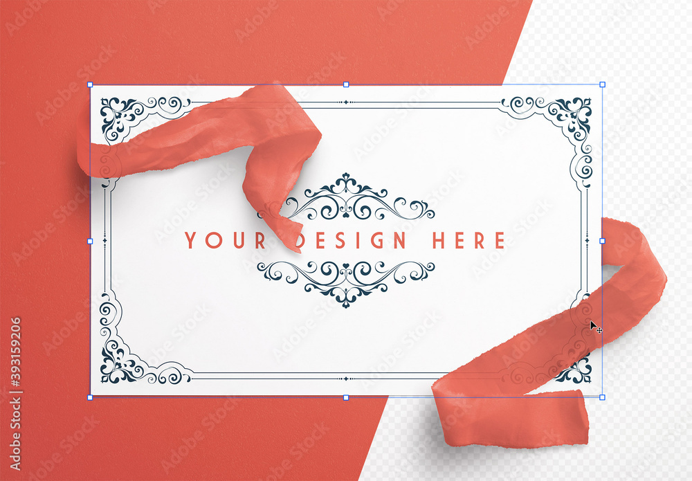 Card with Open Ribbons Mockup Stock Template | Adobe Stock