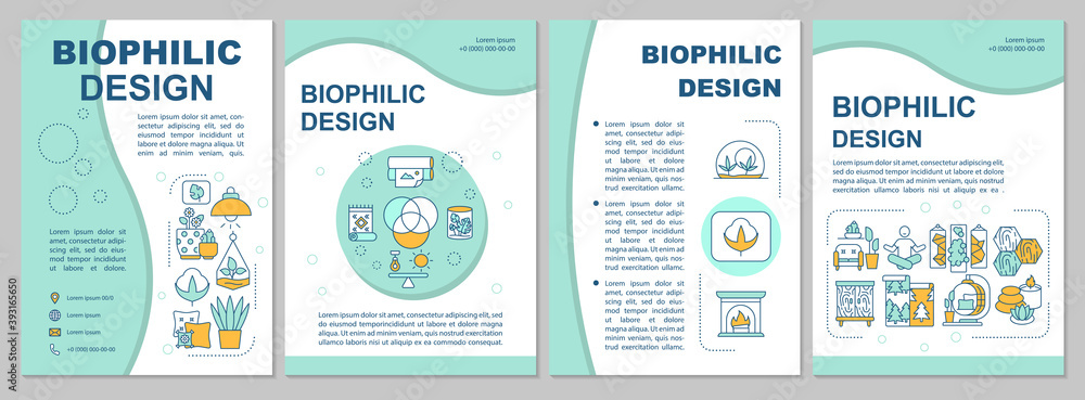 Biophilic interior design brochure template. Greenery at home. Flyer ...