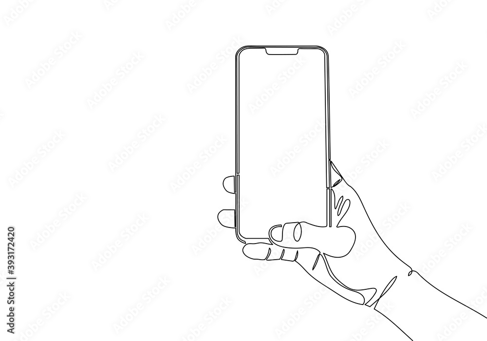 Continuous one line drawing of modern mobile phone Stock Photo | Adobe ...