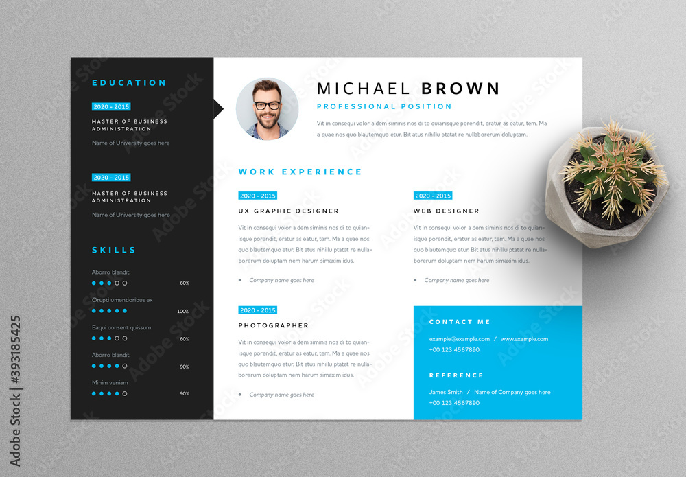 Modern Resume Layout with Black Sidebar Stock Template | Adobe Stock