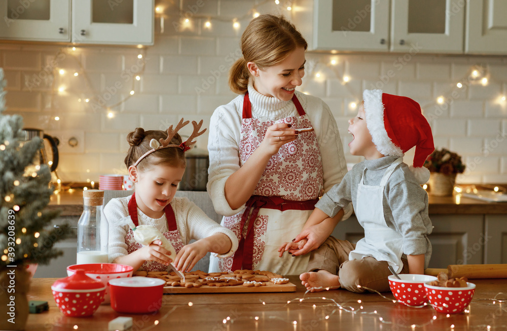 Family Baking Christmas Cookies