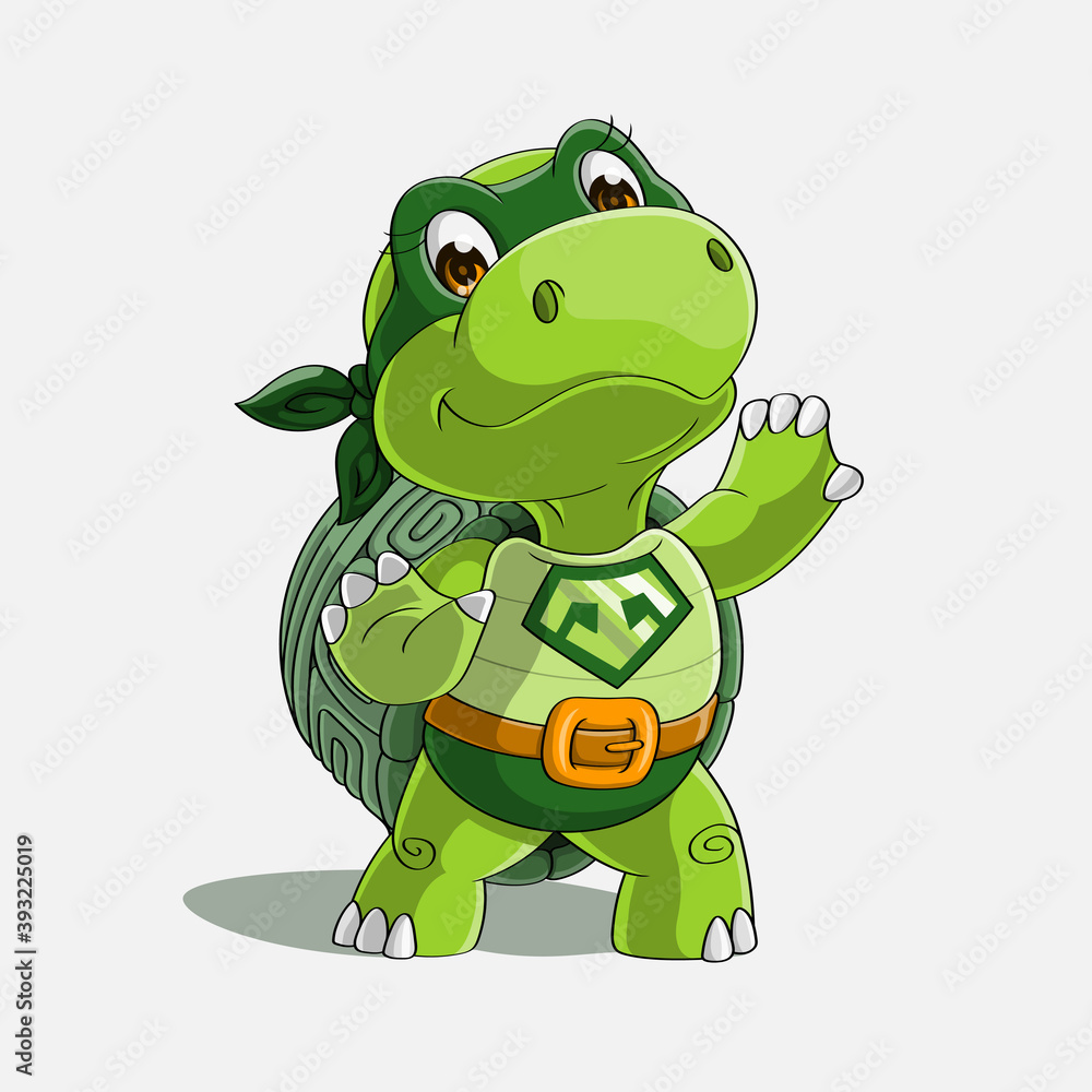 Cute turtle super hero cartoon, hand drawn Stock Illustration | Adobe Stock