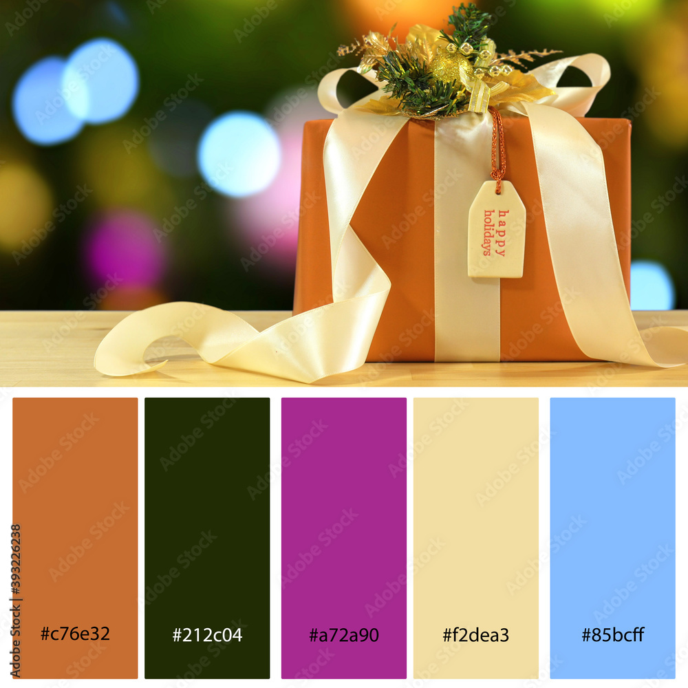 Christmas Copper Gift and Colorful Tree Lights Bokeh Decor Trend ...