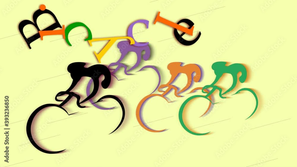 animated bicycles logo of abstract cyclists in competition Stock Video ...