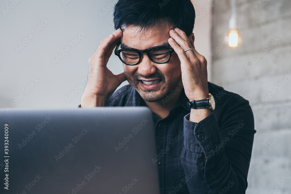 sad depression serious people from work stress concept.asian woman ...