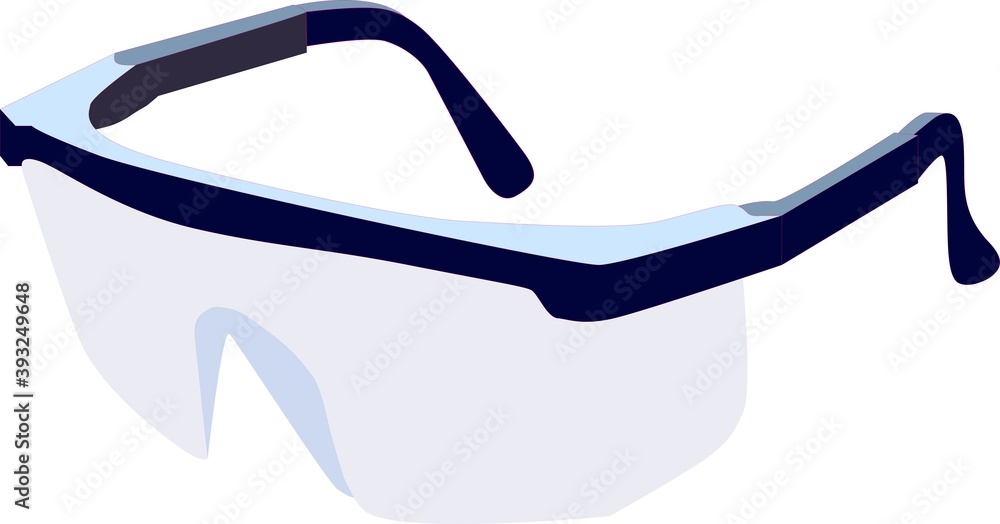 Safety goggles isolated on white background with blue glasses legs, Eye ...