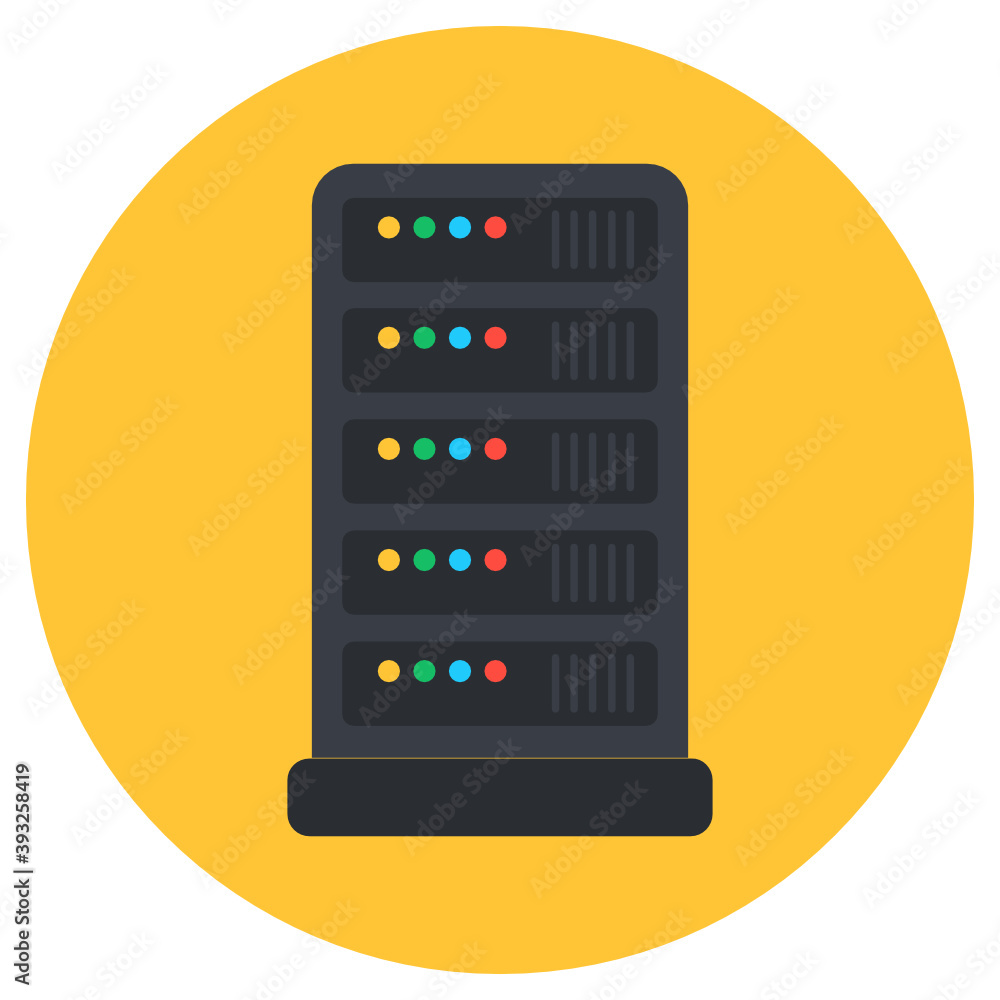 Datacenter icon, modern flat rounded vector of server room Stock Vector ...