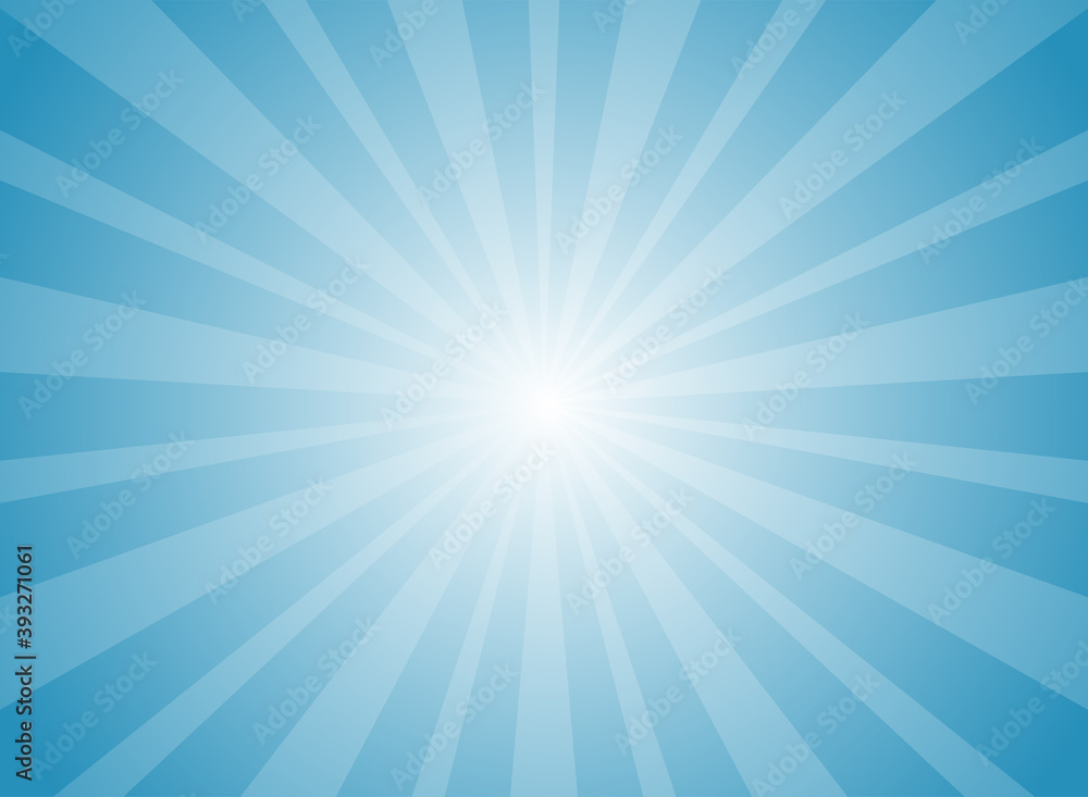 Sunlight rays background. blue color burst background. Vector sky ...